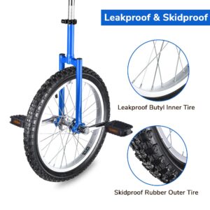 Aw Blue 18" Wheel Unicycle Leakproof Butyl Tire Wheel Cycling Outdoor Sport