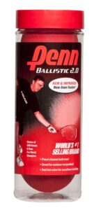 penn ballistic 2.0 red racquetballs - 1 can of 3 fast racketball balls