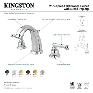 Kingston Brass KB982FL Royale Widespread Lavatory Faucet with Brass Pop-Up, Polished Brass,8-Inch Adjustable Center