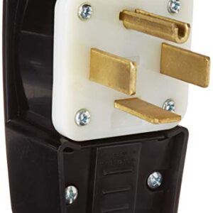 Leviton 9462-P 60 Amp, 125/250 Volt, Straight Blade, Plug, Industrial Grade, Grounding, Angle, Black