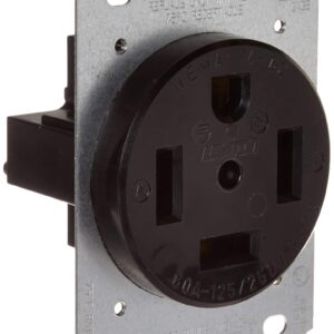 Leviton 9460 60 Amp, 125/250 Volt, Flush Mounting, Receptacle, Straight Blade, Industrial Grade, Grounding, Black