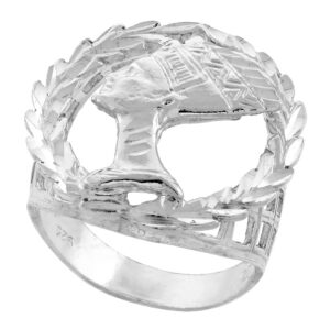 gabriella gold sterling silver queen nefertiti ring wreath border diamond cut finish 1 inch wide size 9.5