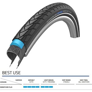 Schwalbe, Marathon Plus, Tire, 700x45C, Wire, Clincher, Endurance, SmartGuard, 67TPI, Black