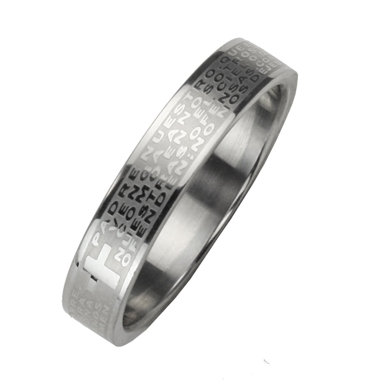 Dahlia Stainless Steel Spanish Lord's Prayer 4mm Band Ring - Women (Size 6)