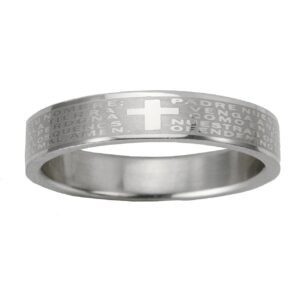 Dahlia Stainless Steel Spanish Lord's Prayer 4mm Band Ring - Women (Size 6)