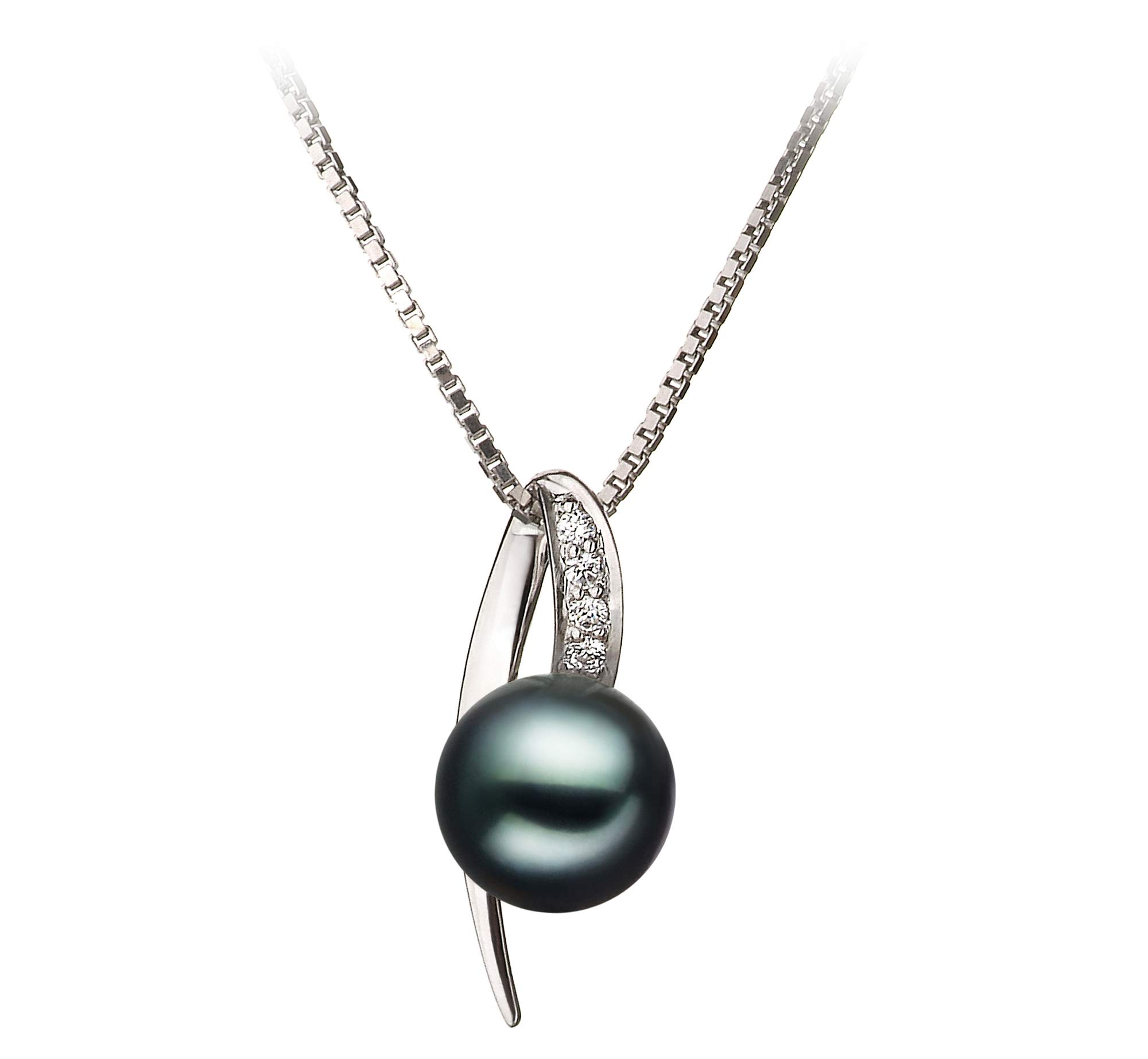 Destina Black 7-8mm AA Quality Japanese Akoya 925 Sterling Silver Cultured Pearl Pendant For Women