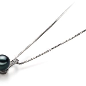 Destina Black 7-8mm AA Quality Japanese Akoya 925 Sterling Silver Cultured Pearl Pendant For Women