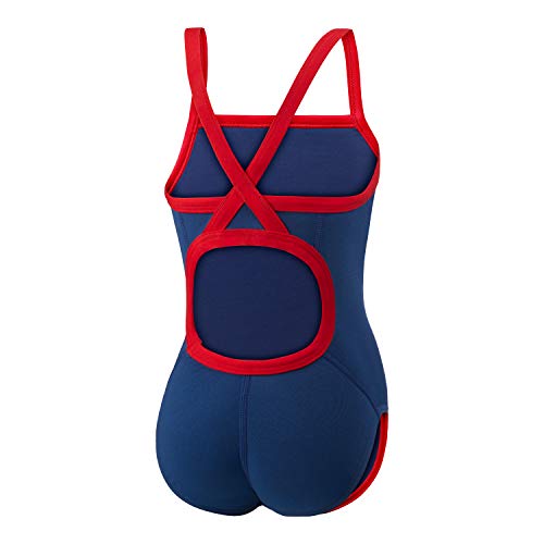 Speedo Girl's Swimsuit One Piece Endurance+ Flyback Solid Youth Team Colors , Navy/Red , 28