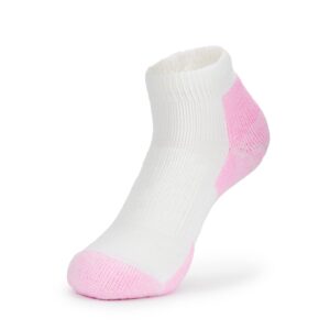 thorlos women's dwmxw max cushion distance walking ankle socks, wht/pink, small