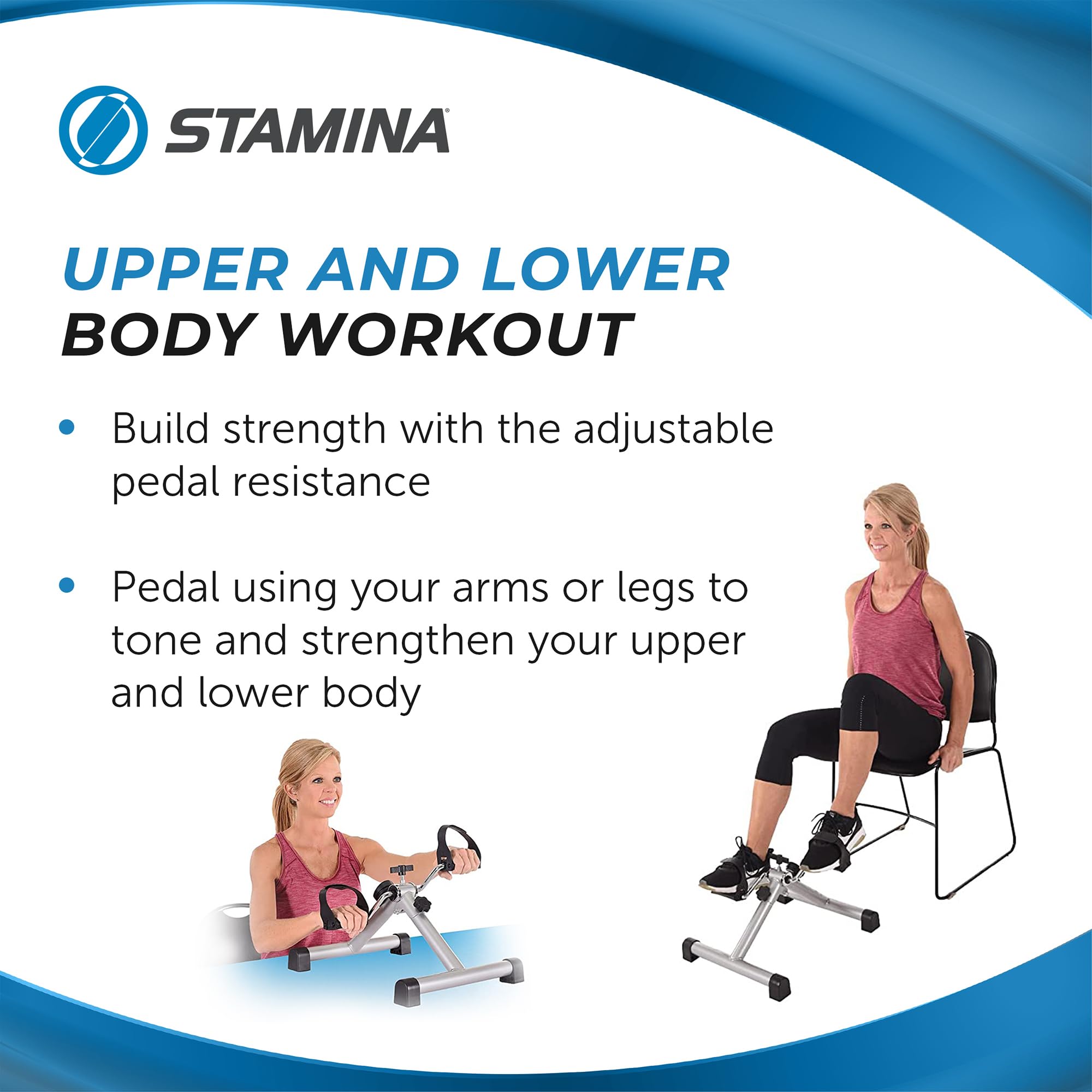 Stamina InStride Cycle XL - Folding Cycle Pedal Exerciser - Fitness Bike with Smart Workout App for Seated Exercise - Foldable Exercise Bike for Home Workout