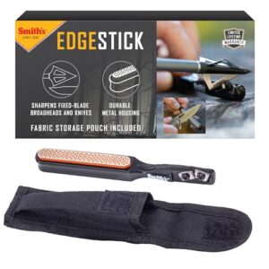 smith’s 50047 edgesport stick knife & broadhead sharpener – portable sharpener – hunting & archery tool sharpener – carrying pouch – carbide & diamond stone – pocket knife sharpener