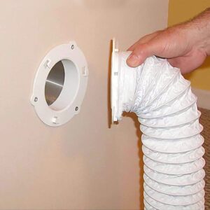 dryer dock the original dryer vent quick release - two-piece dryer hose quick-connect, twist & lock tight, fits 4 inch tubes,white