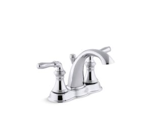 kohler 393-n4-cp devonshire centerset 4 inch bathroom faucet with pop-up drain assembly, 2-handle bathroom sink faucet, 1.2 gpm, polished chrome