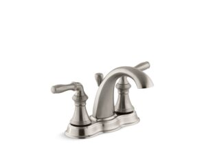 kohler 393-n4-bn devonshire centerset bathroom faucet with pop-up drain assembly, 2-handle bathroom sink fuacet, 1.2 gpm, vibrant brushed nickel