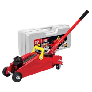 big red t82012 torin hydraulic trolley service/floor jack with blow mold carrying storage case, 2 ton (4,000 lb) capacity, red