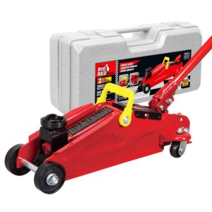 BIG RED T82012 Torin Hydraulic Trolley Service/Floor Jack with Blow Mold Carrying Storage Case, 2 Ton (4,000 lb) Capacity, Red