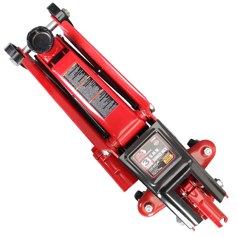 BIG RED T83006 Torin Hydraulic Trolley Service/Floor Jack with Extra Saddle (Fits: SUVs and Extended Height Trucks): 3 Ton (6,000 lb) Capacity, Red