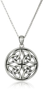 amazon essentials sterling silver celtic triquetra trinity knot medallion pendant necklace, 18' (previously amazon collection)