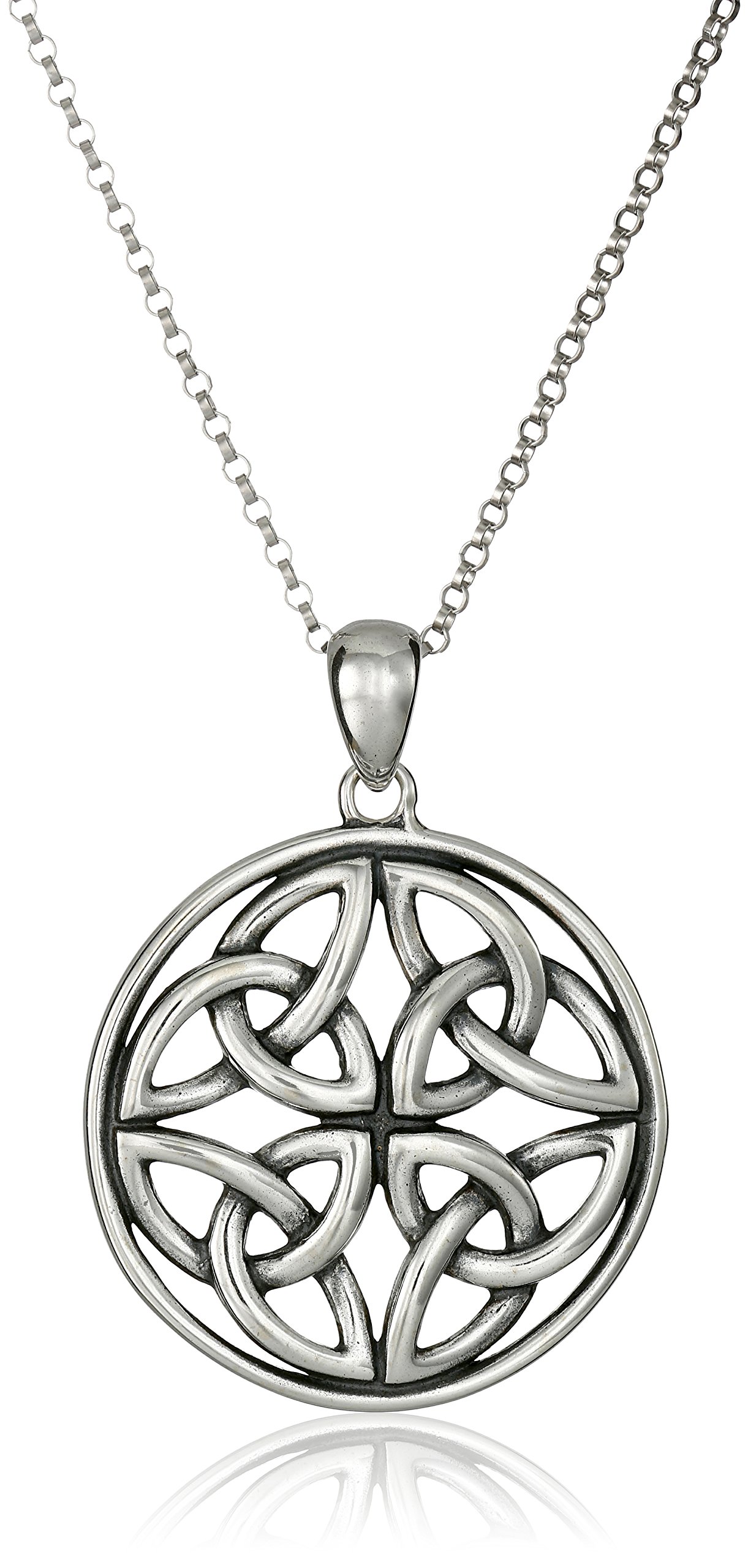 Amazon Essentials Sterling Silver Celtic Triquetra Trinity Knot Medallion Pendant Necklace, 18' (previously Amazon Collection)