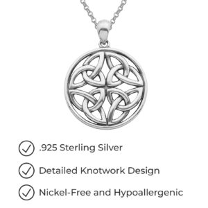 Amazon Essentials Sterling Silver Celtic Triquetra Trinity Knot Medallion Pendant Necklace, 18' (previously Amazon Collection)