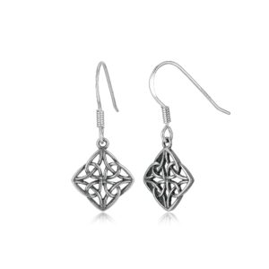 morgan & paige 925 sterling silver oxidized celtic knot diamond shaped drop earrings for women