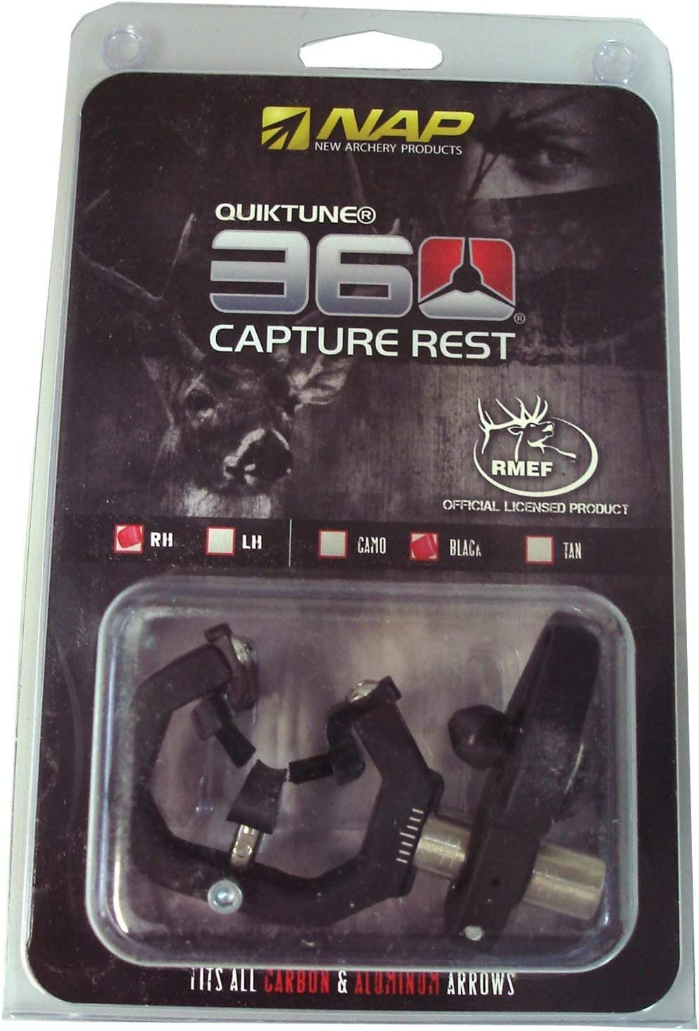 New Archery Products Quiktune 360 Full Capture Brushes Right Hand Arrow Rest for Bow Hunting, Black