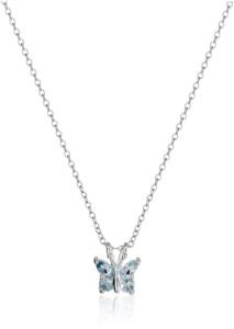 amazon essentials women sterling silver genuine sky blue topaz butterfly pendant necklace, 18" (previously amazon collection)