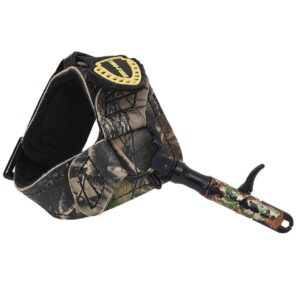 tru-fire edge buckle foldback adjustable archery compound bow release - camo wrist strap with foldback design