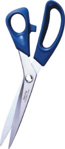 clover patchwork scissors: large, 9.5in, silver/blue