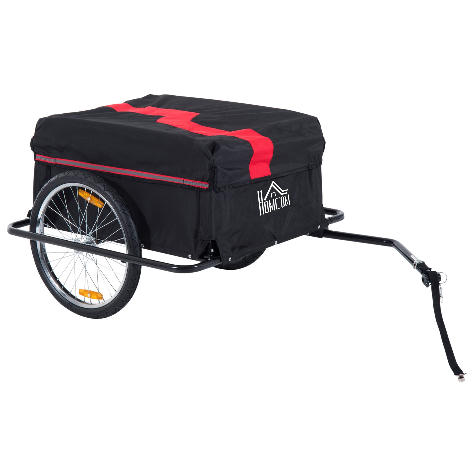 Aosom Bicycle Cargo Trailer, Two-Wheel Bike Luggage Wagon Trailer with Removable Cover, Fits 22"-28" Bicycle Wheels, Red