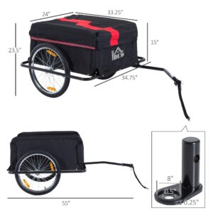 Aosom Bicycle Cargo Trailer, Two-Wheel Bike Luggage Wagon Trailer with Removable Cover, Fits 22"-28" Bicycle Wheels, Red