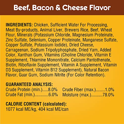 PEDIGREE CHOPPED GROUND DINNER Adult Canned Soft Wet Dog Food Combo with Chicken, Liver & Beef and Beef, Bacon & Cheese Flavor Variety Pack, 13.2 oz. Cans (Pack of 12)