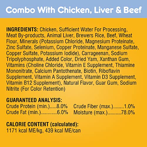 PEDIGREE CHOPPED GROUND DINNER Adult Canned Soft Wet Dog Food Combo with Chicken, Liver & Beef and Beef, Bacon & Cheese Flavor Variety Pack, 13.2 oz. Cans (Pack of 12)