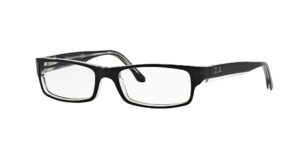 ray-ban rx5114 rectangular prescription eyeglass frames, black on transparent/demo lens, 54 mm