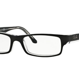 Ray-Ban RX5114 Rectangular Prescription Eyeglass Frames, Black On Transparent/Demo Lens, 54 mm