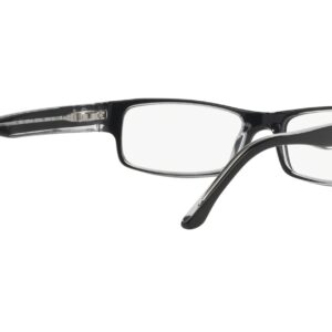 Ray-Ban RX5114 Rectangular Prescription Eyeglass Frames, Black On Transparent/Demo Lens, 54 mm