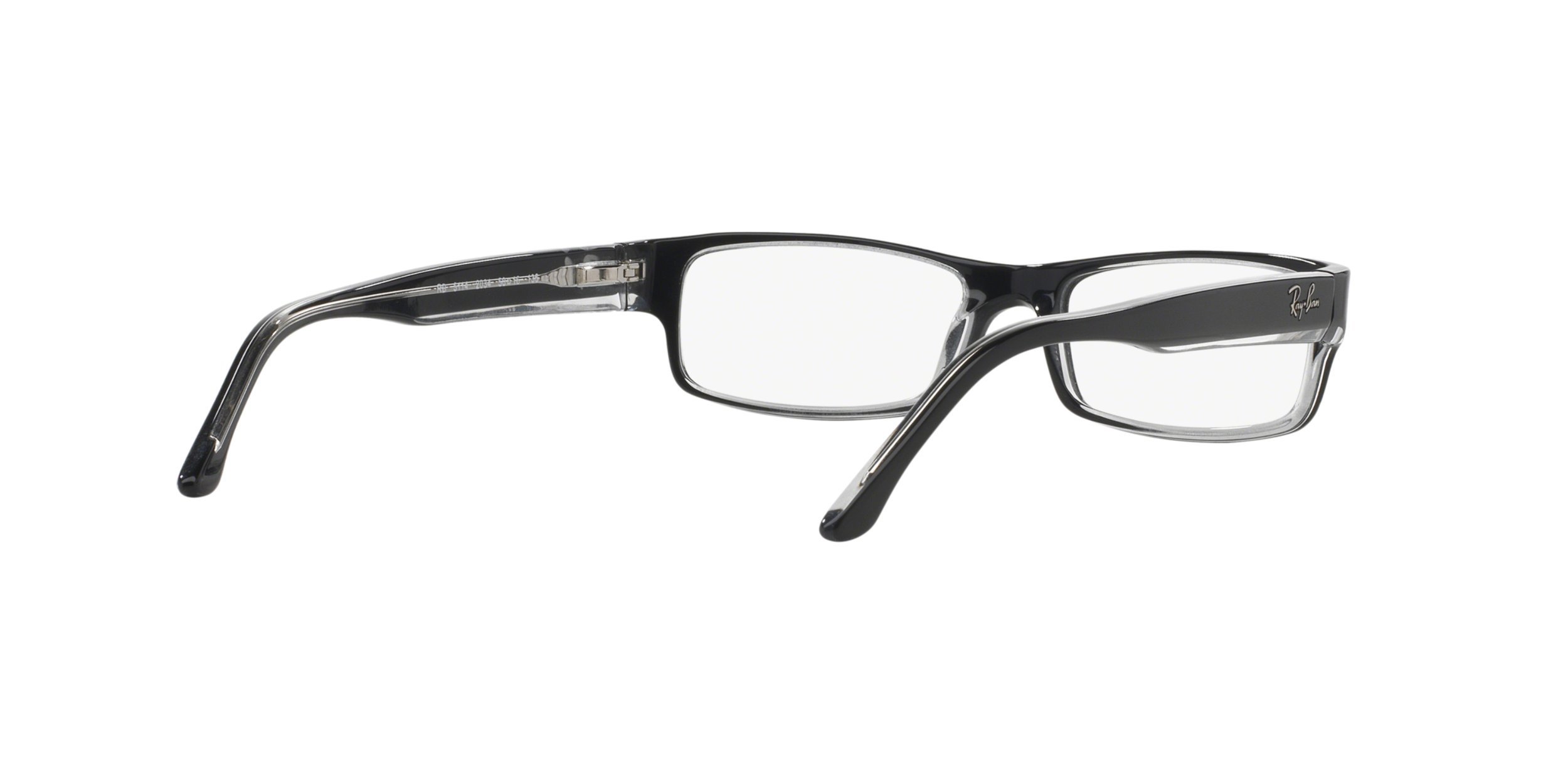 Ray-Ban RX5114 Rectangular Prescription Eyeglass Frames, Black On Transparent/Demo Lens, 54 mm