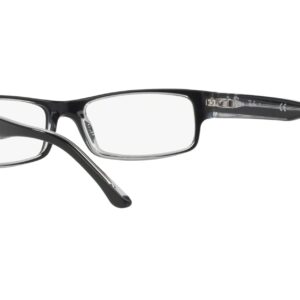 Ray-Ban RX5114 Rectangular Prescription Eyeglass Frames, Black On Transparent/Demo Lens, 54 mm