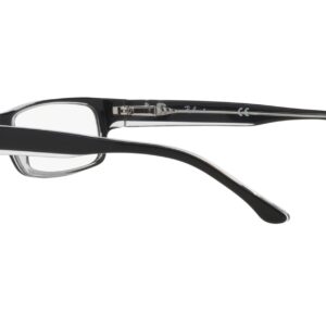 Ray-Ban RX5114 Rectangular Prescription Eyeglass Frames, Black On Transparent/Demo Lens, 54 mm