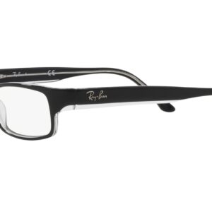 Ray-Ban RX5114 Rectangular Prescription Eyeglass Frames, Black On Transparent/Demo Lens, 54 mm