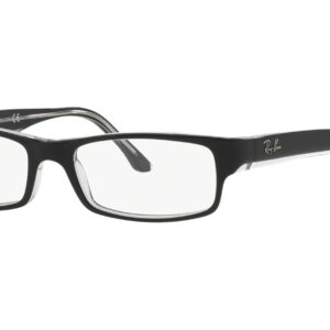 Ray-Ban RX5114 Rectangular Prescription Eyeglass Frames, Black On Transparent/Demo Lens, 54 mm