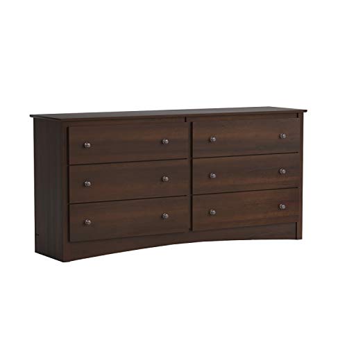 Prepac Fremont Bedroom Furniture: Espresso Double Dresser for Bedroom, 6-Drawer Wide Chest of Drawers, Traditional Bedroom Dresser, EDC-6330-V, 59"W x 17.5"D x 29"H