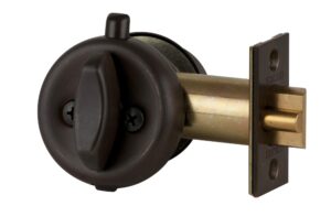 schlage lock company b250613 single cylinder 6 pin dead latch with 2 3/4" latch t-strike, oil rubbed bronze finish