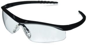 mcr safety dl110 dallas safety glasses with polished black frame and clear lens