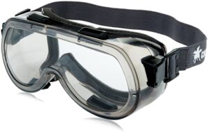 mcr safety 2410f verdict polyvinyl chloride strap foam lining safety goggle with smoke frame and clear anti-fog lens