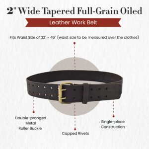 Style n Craft - 2" Wide Full-Grain Oiled Leather Work Belt, Durable and Rugged Belt, Dark Brown (#74052)