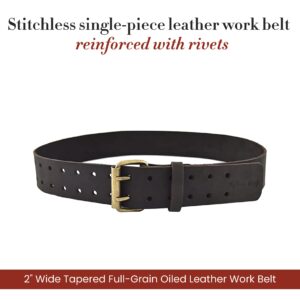 Style n Craft - 2" Wide Full-Grain Oiled Leather Work Belt, Durable and Rugged Belt, Dark Brown (#74052)