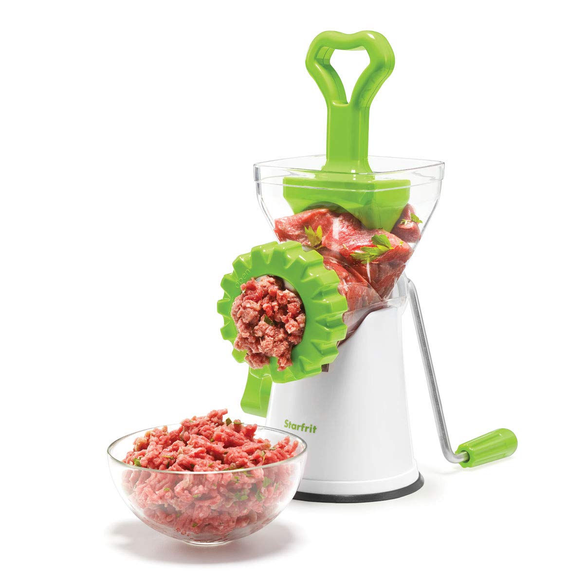 Starfrit Manual Meat Grinder ,White/Green, 6.3 x 5.3 x 9.9