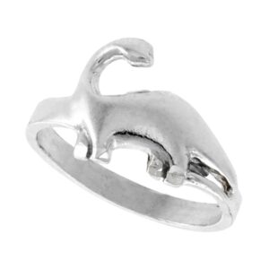 sterling silver sauropoda dinosaur ring 3/8 inch wide, size 7