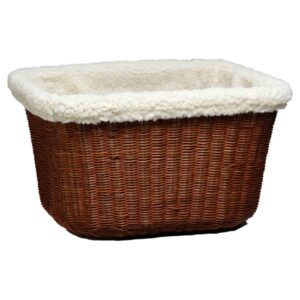 PetSafe Happy Ride Wicker Bicycle Basket for Dogs and Cats - Stylish Weather Resistant Wicker Material - Comfortable, Easy to Clean Soft Liner - Removable Sun Shield Included - for Pets up to 13 lb